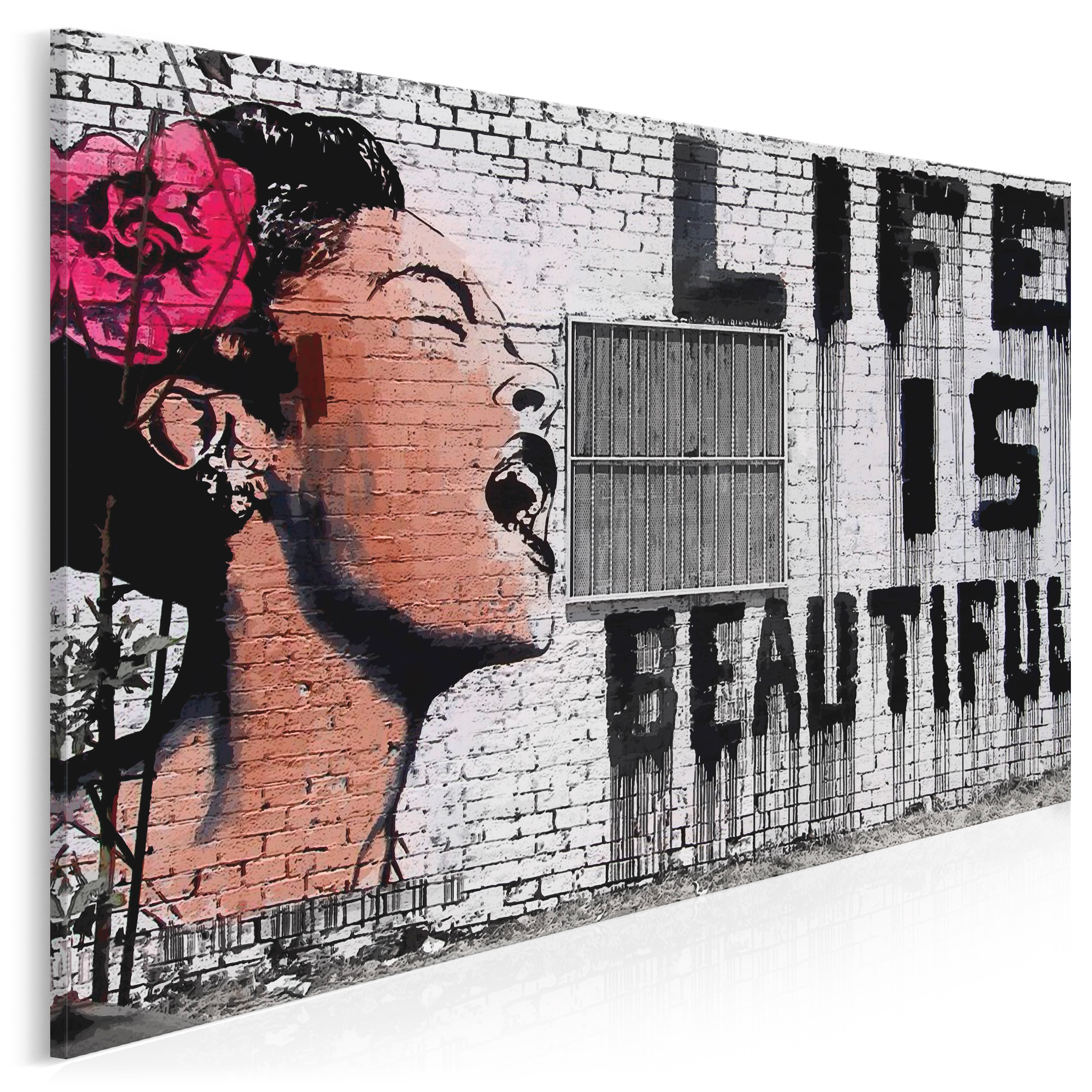 Banksy - Life is beautiful - nowoczesny obraz na płótnie - 120x80 cm